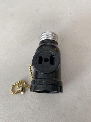 Outlet Light Bulb Socket Adapter Converter Plus Two Outlets Pull Chain ...