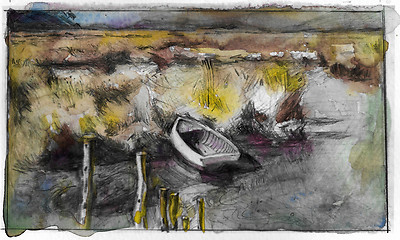 Peruvian Watercolor Nautical Boat Landscape Painting Art 5x3 Home Decor ...