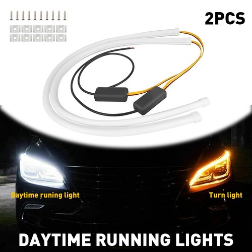 2x 60cm LED Switchback DRL Tube Light Strip Amber White Turn Signal ...