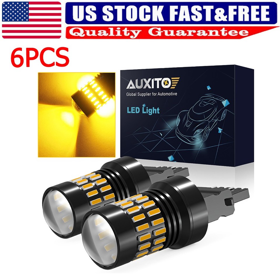 6PCS Amber 3157 3156 LED Turn Signal Light Parking Light Indicator ...