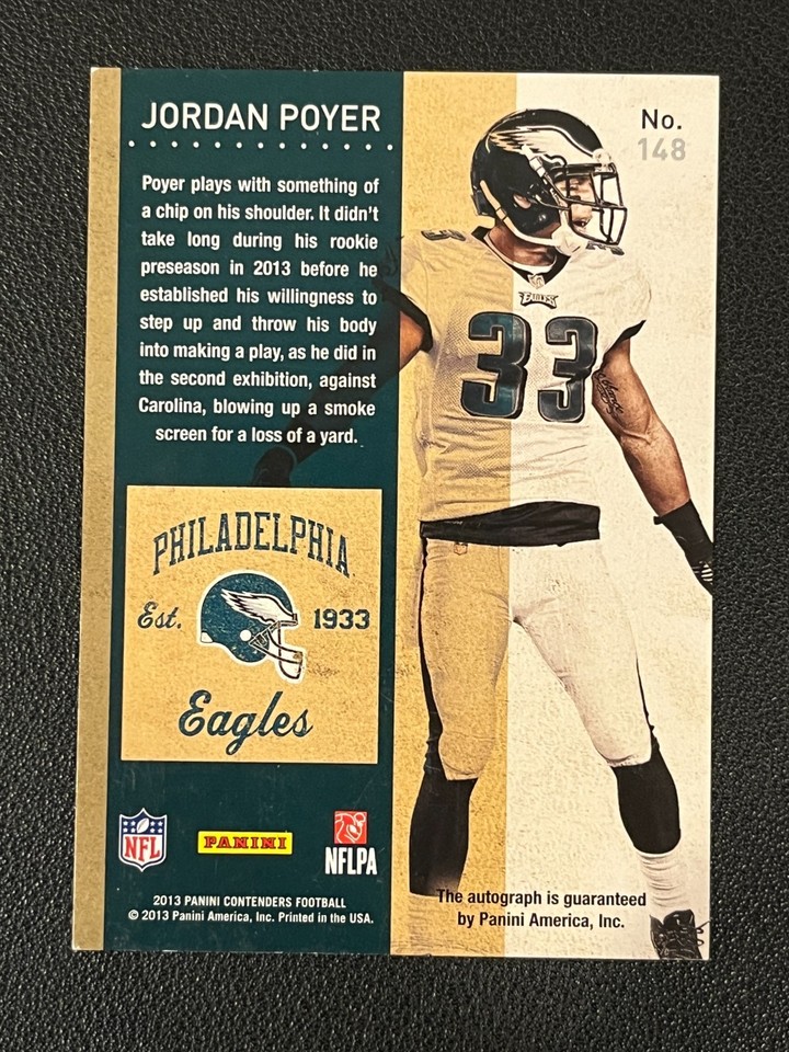 Jordan Poyer 2013 Contenders Rookie Auto Playoff Ticket /99 Eagles | eBay