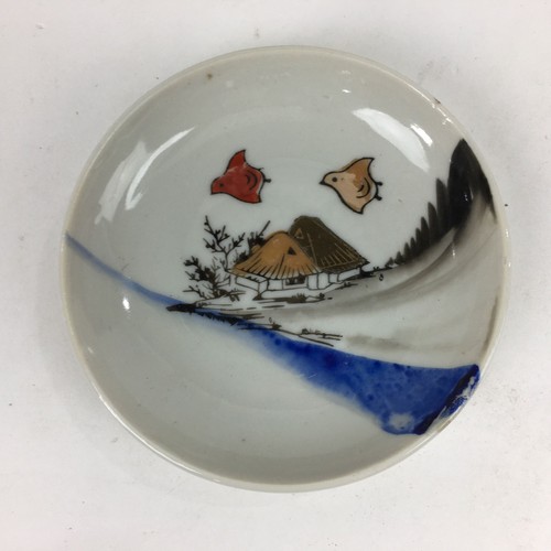 Japanese Porcelain Small Plate Vtg Pottery Countryside House Birds ...