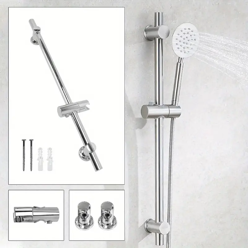 Shower Riser Rail Kit Stainless Steel Shower Slide Bar Adjustable ...