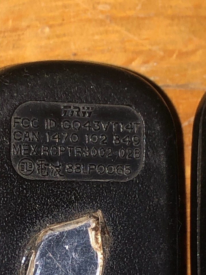 PAIR 2003 -08 Toyota Matrix Keyless Entry Remote 4-BUTTON GQ43VT14T ...