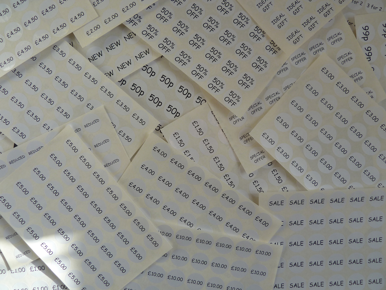 1 Inch 25mm, Circular Price Pricing Retail Labels Black Print on White ...