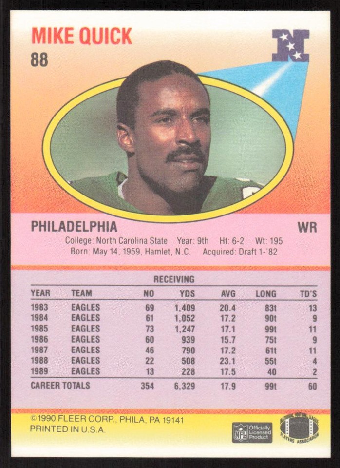 1990 Fleer #88 Mike Quick | eBay