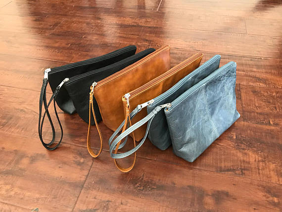 Small Leather Clutch Bag with Wrist Strap, Fashion Trendy Handbags ...