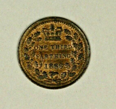 Great Britain 1/3 Farthing 1866 UNC - some Red A745 | eBay