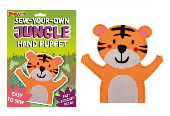 Childrens Make Your Own Jungle Animal Felt Hand Puppet Sewing Kit Arts ...
