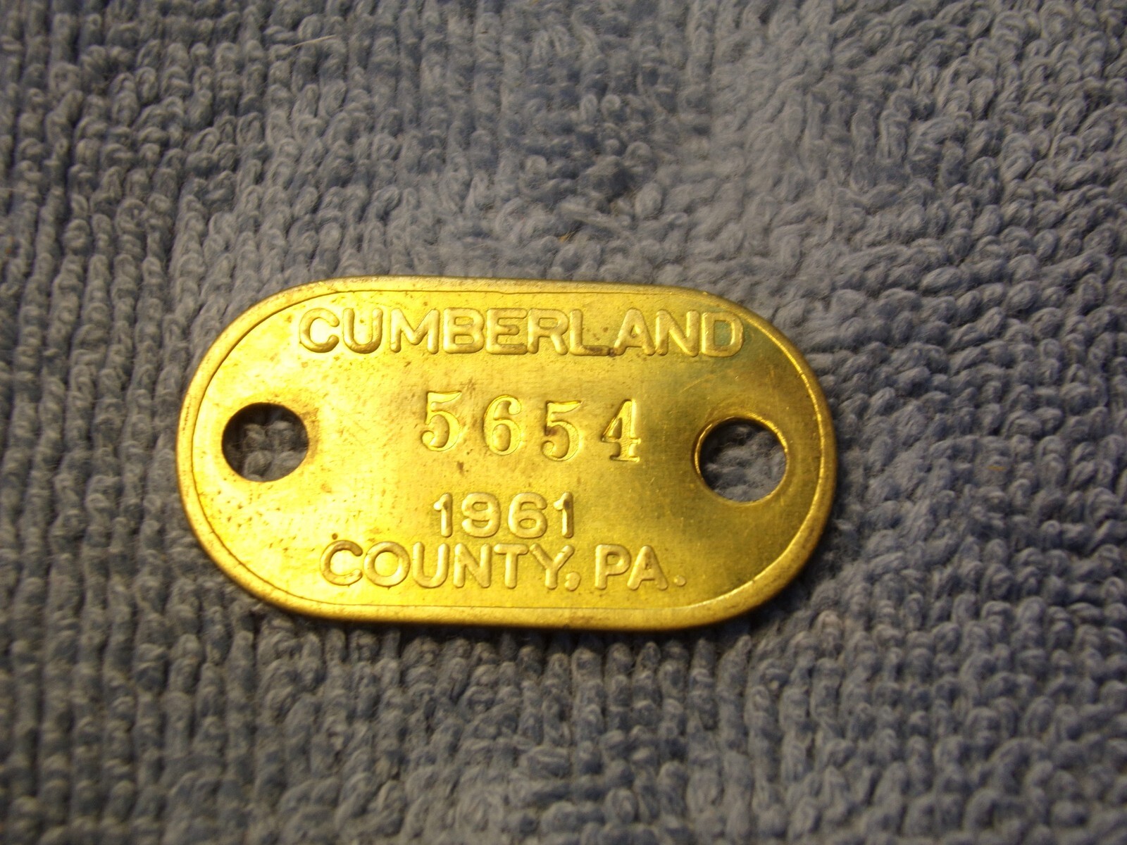 Vintage 1961 Cumberland County Co., Pa., Brass Dog Tag Tax License ...