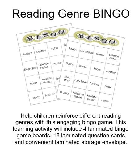 Teacher Made Literacy Center Learning Resource Game Reading Genres ...