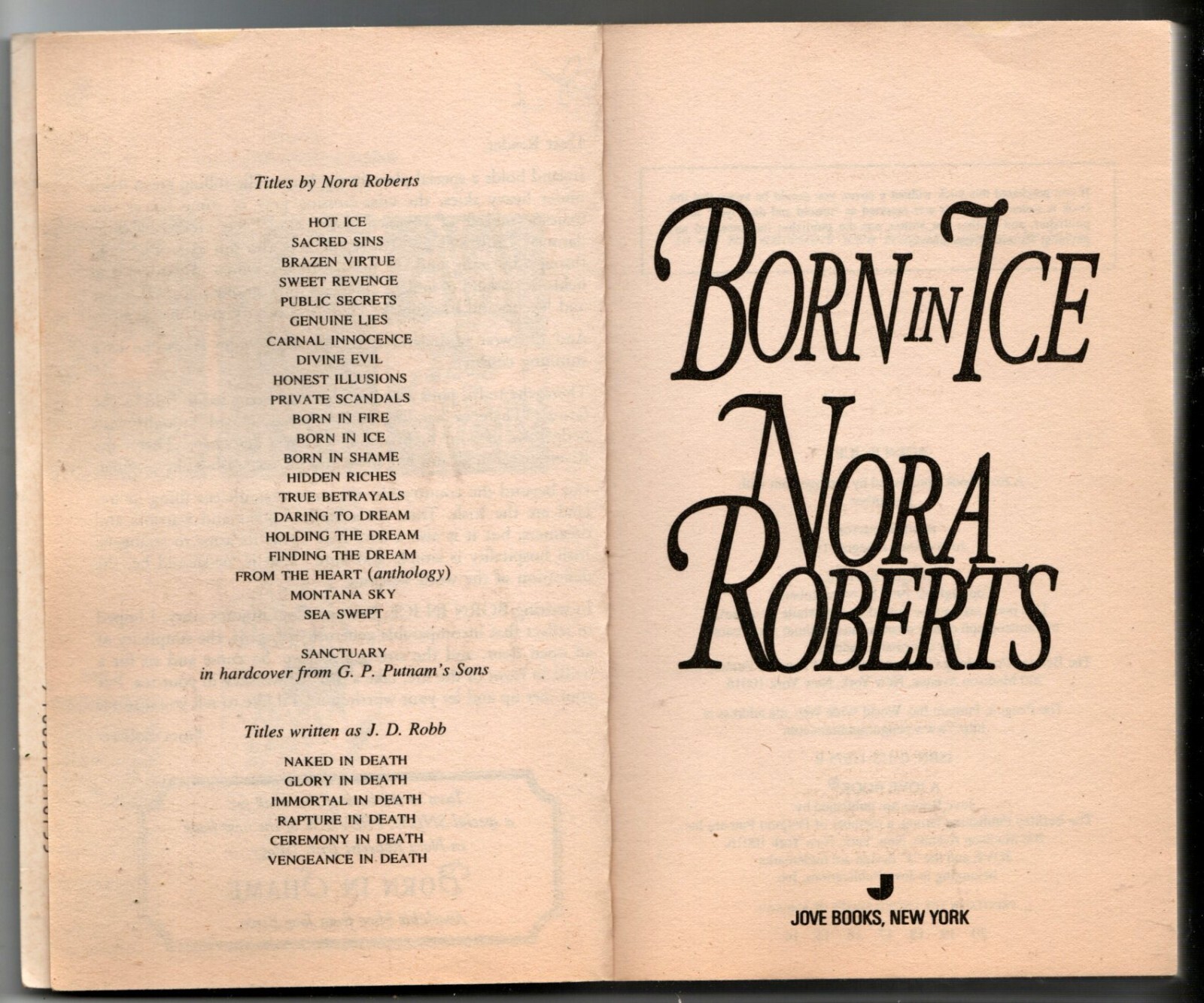 Born In Ice Contemporary Romance Paperback Book by Nora Roberts Jove ...