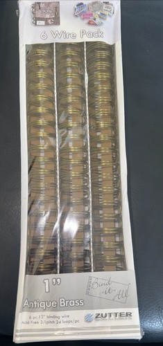 Zutter Bind-It-All 1" Bookbinding Wires 6pcs Antique Brass 12” Binding ...