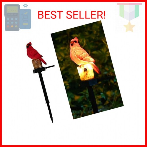 Cardinal Garden Decor Bird Figurine Solar Light Outdoor Stake Patio ...