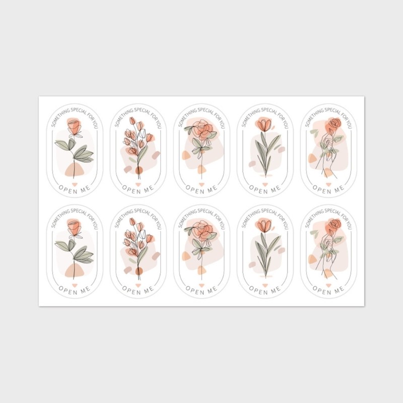 Flower Seal Sticker Adhesive Wrapping Label Rectangular Label for Seal ...