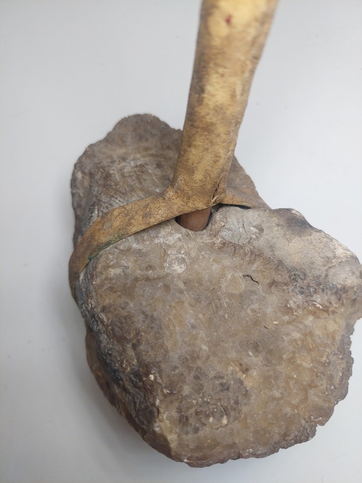 Rare Native American Stone Geode Head War Club Rawhide Leather Wrapped ...