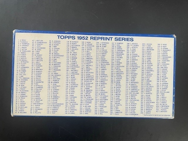 1952 Topps Reprint Set (Issued 1983) Factory Box - Sealed Busted/Box ...
