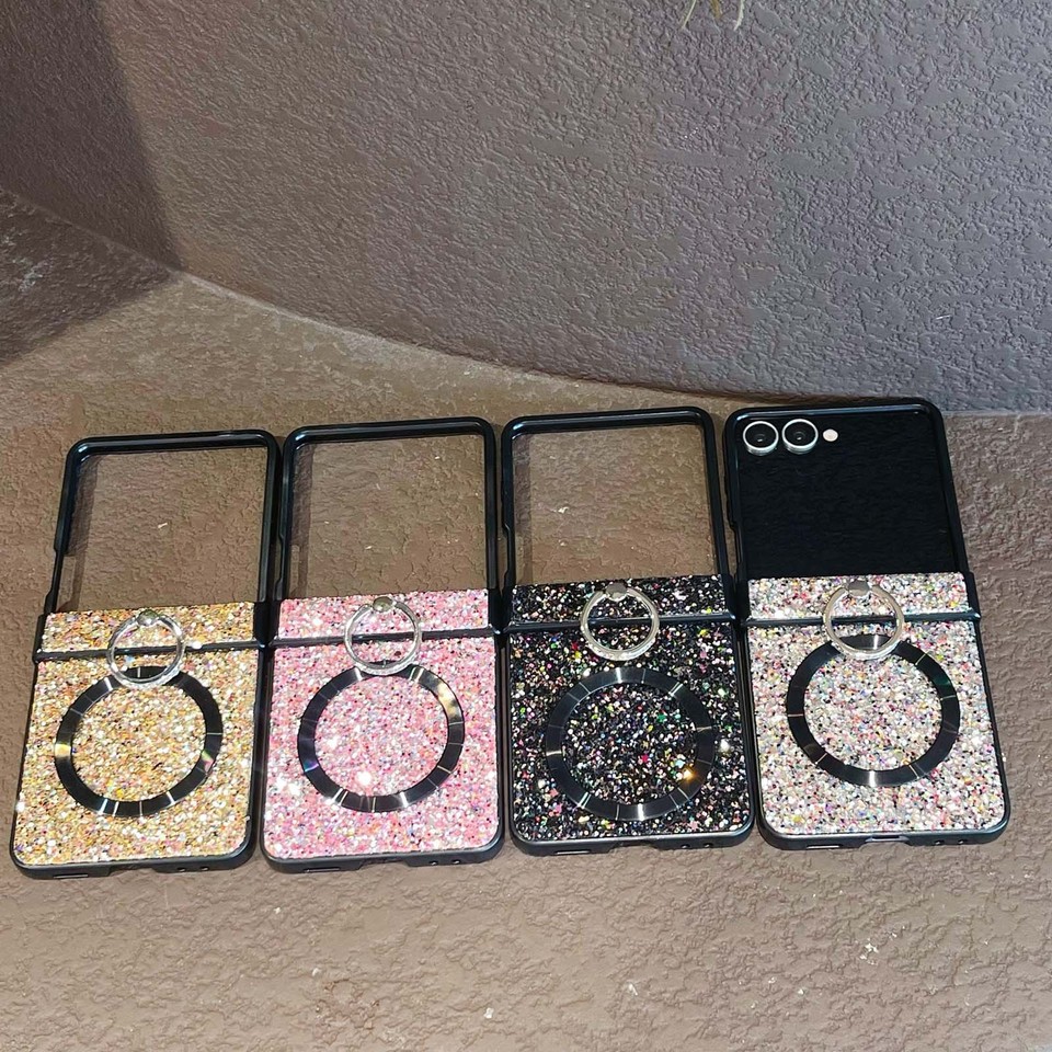 For Samsung Galaxy Z Flip 7/6/5/4/3 Bling Glitter Hinge Protection Mag ...