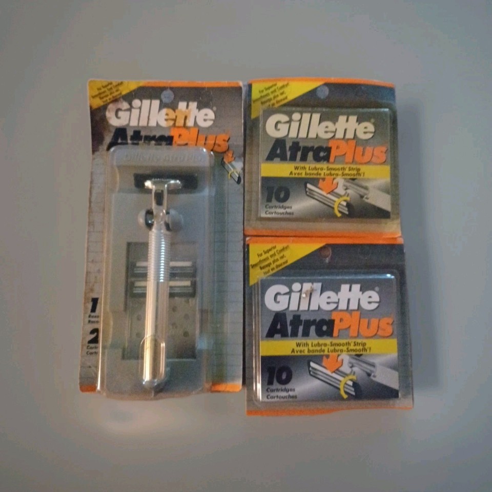 Vintage 1995 Gillette Atra Plus Razor & 22 Cartridges Set | eBay