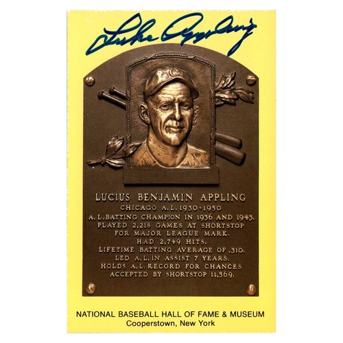 Luke Appling Chicago White Sox Signed Hall Of Fame Plaque Postcard JSA ...