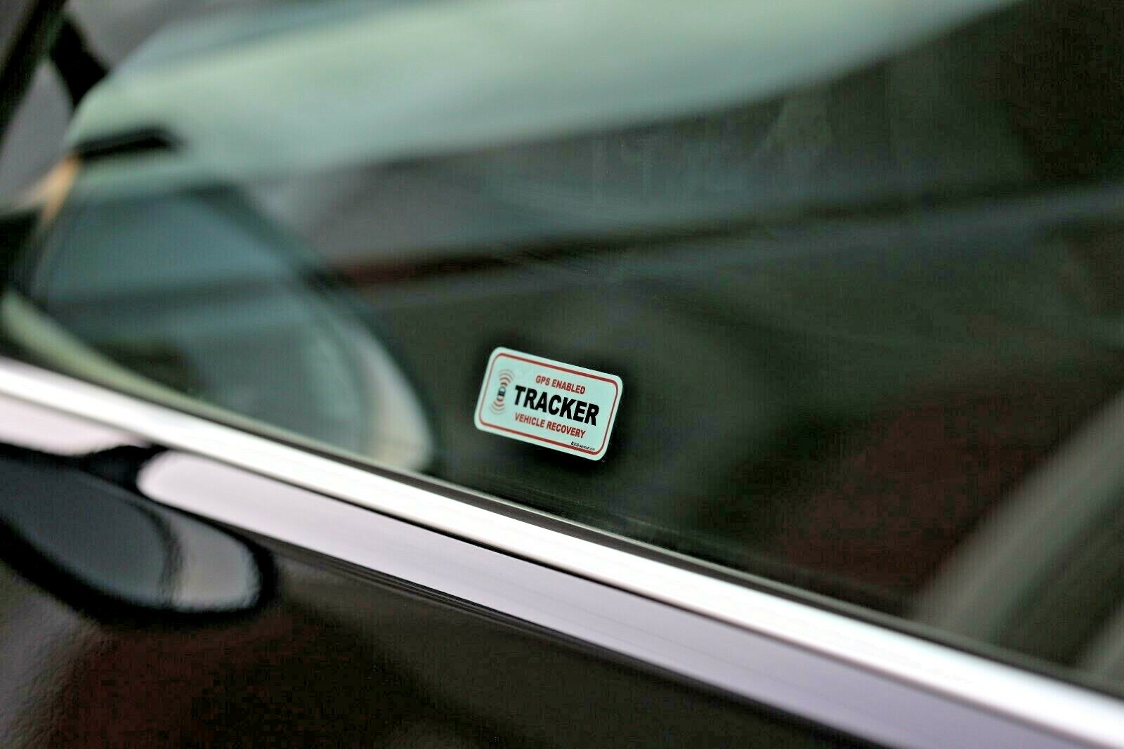 4 x TRACKER FITTED WINDOW STICKERS, GPS ENABLED,VEHICLE CAR VAN THEFT ...