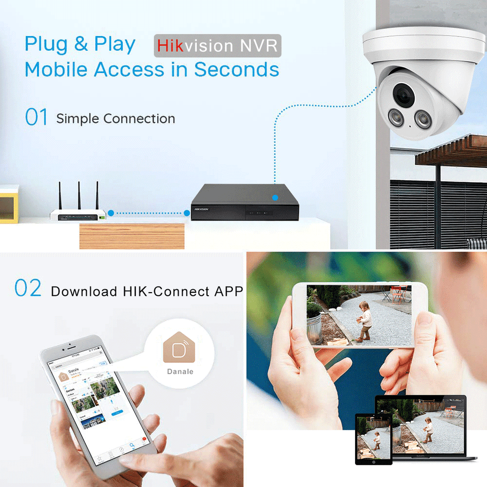 US Hikvision Compatible 8MP 5MP ColorVu IR Dual Light Security IP ...