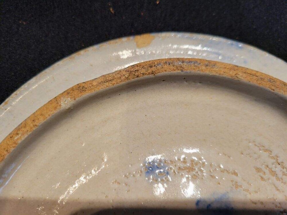 1800's PRIMITIVE BLUE STONEWARE BUTTER KEEPER CROCK with LID | eBay
