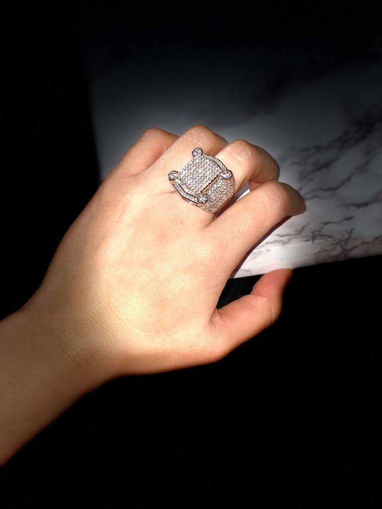 Mens Bling Ring Ice Out 2.5ct Iced CZ Bling 14k White Gold Pinky Rings ...