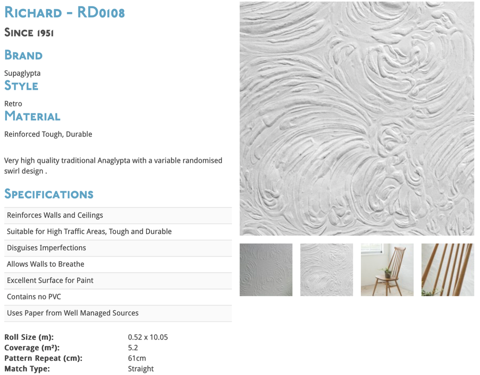 Anaglypta Embossed Textured Paintable Wallpaper - Complete Range | eBay