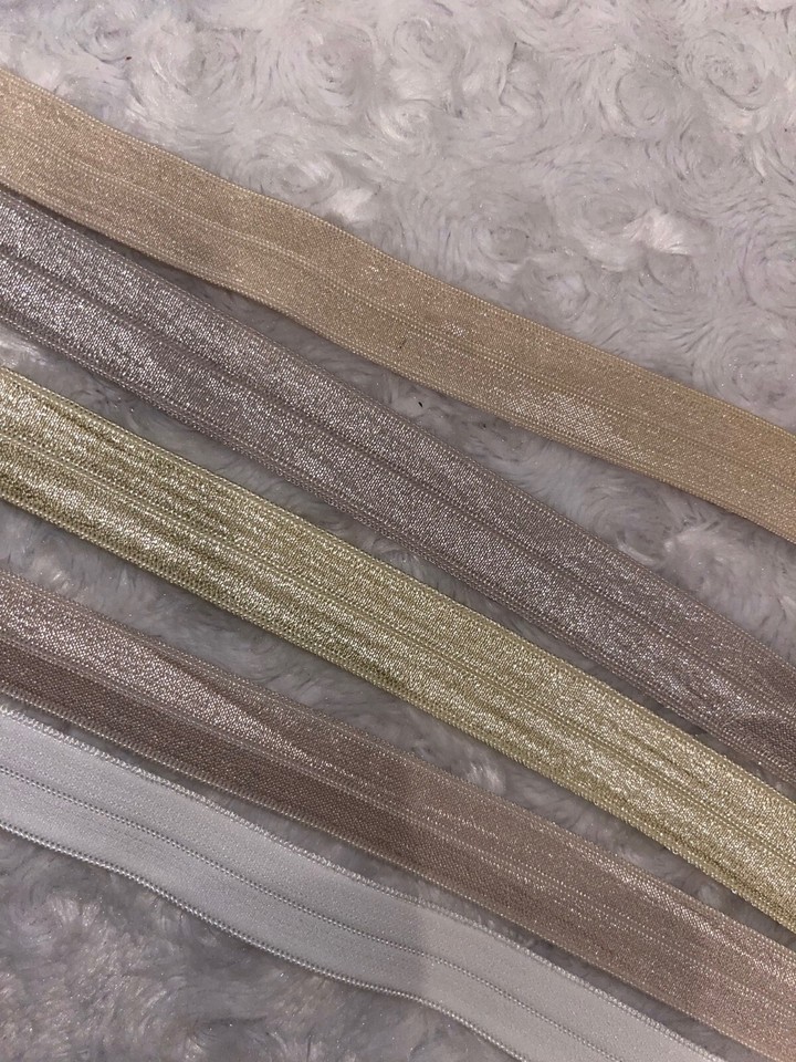 40 yards white tan ivory cream off white nude stretch foldover elastic ...