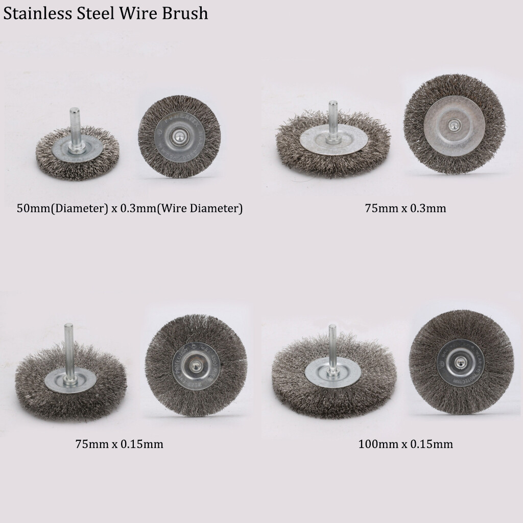25-100mm Rotary Brass Stainless Steel Flat Wire Brush Wheel 6mm Shank ...