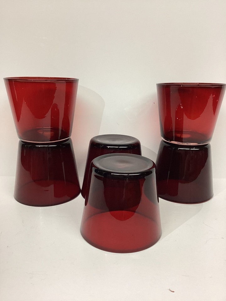 Vintage 6 Piece Set of Ruby Glasses. 3 x 3 1/2 | eBay