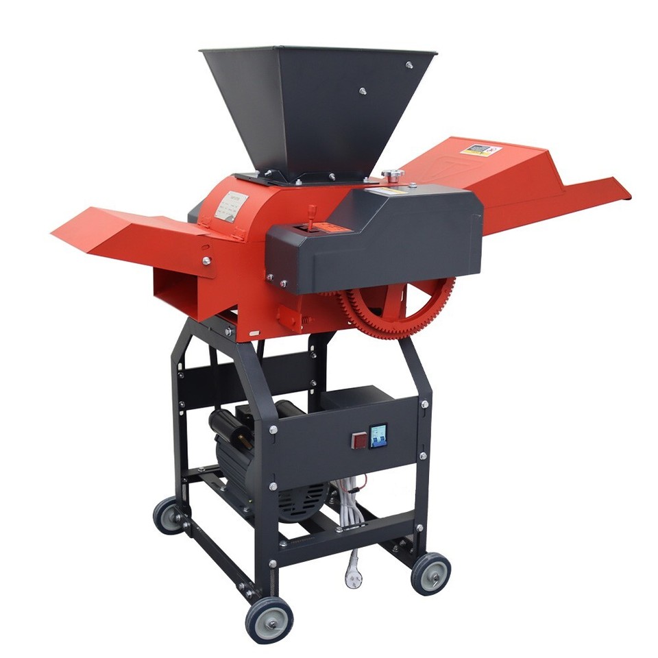 500-1000kg/h 6-Blade Hay Cutter Pulverizer Farm Grass Feed Crusher 220V ...