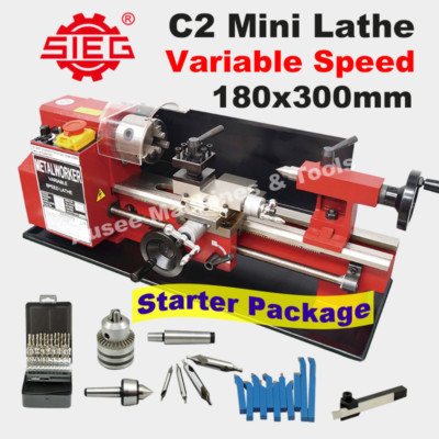 SIEG C2 180x300mm Mini Hobby Lathe Starter Pack Variable Speed 400W | eBay