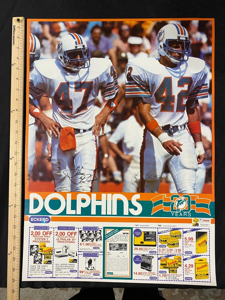 1984-85 Miami Dolphins Eckerd Drugs 20 Year Promo Poster 20x24" Set of ...