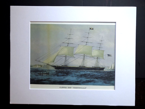 Currier & Ives "Clipper Ship "Nightingale"" Matted Art Print | eBay