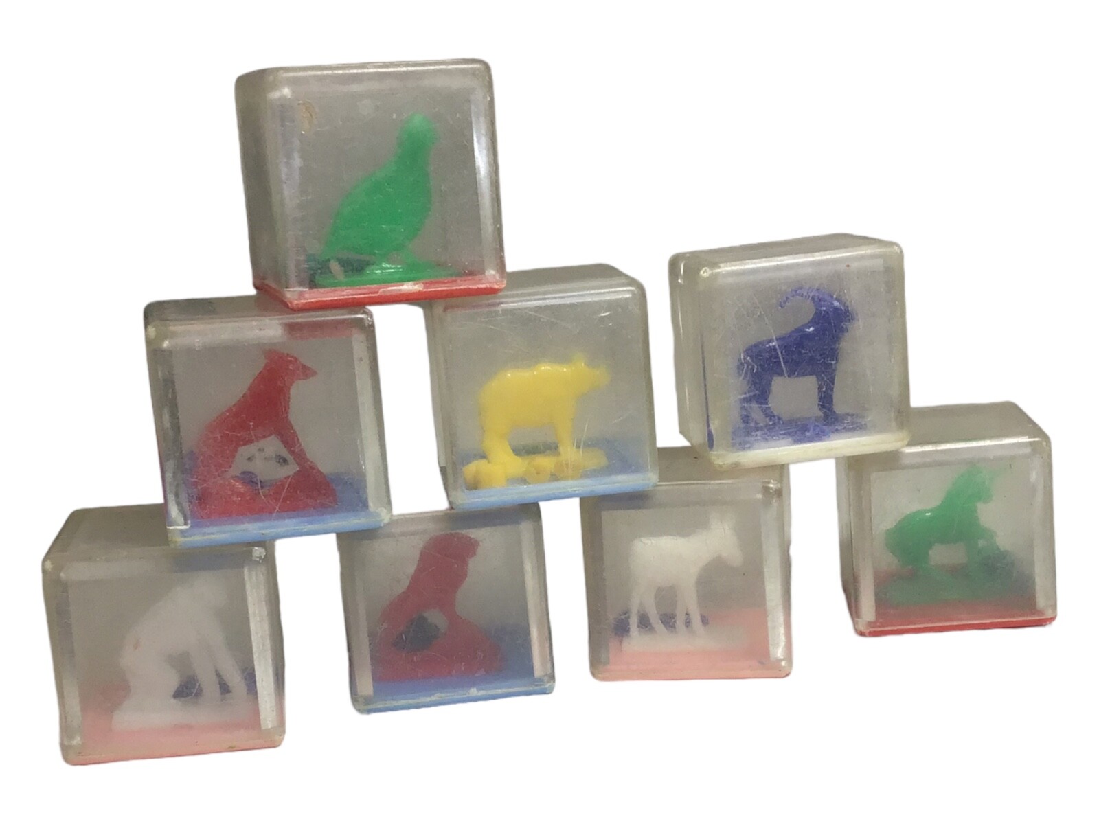 Lot of 8 Vintage Children’s Plastic Rattle Blocks With Animals Toy ...