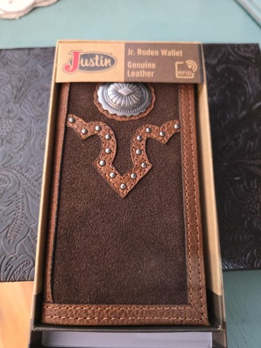 Justin Mens Rodeo Wallet Brown Suede Leather Money Clip 24010767W3 | eBay