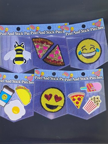 Sequin Embroidered Patches 4" Lot of 11 Peel & Stick Appliques Food Bee ...