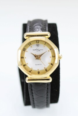 LA Express Watch Women Stainless Steel Gold Leather Black Water Res ...