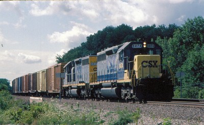 Original Railroad Slide: CSX SD40 8473 + 8437 1993 view | eBay