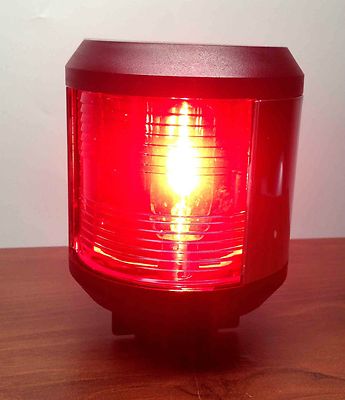 LARGE MARINE RED PORT NAVIGATION LIGHT WATERPROOF 2 NM BOATS UP TO 20M ...