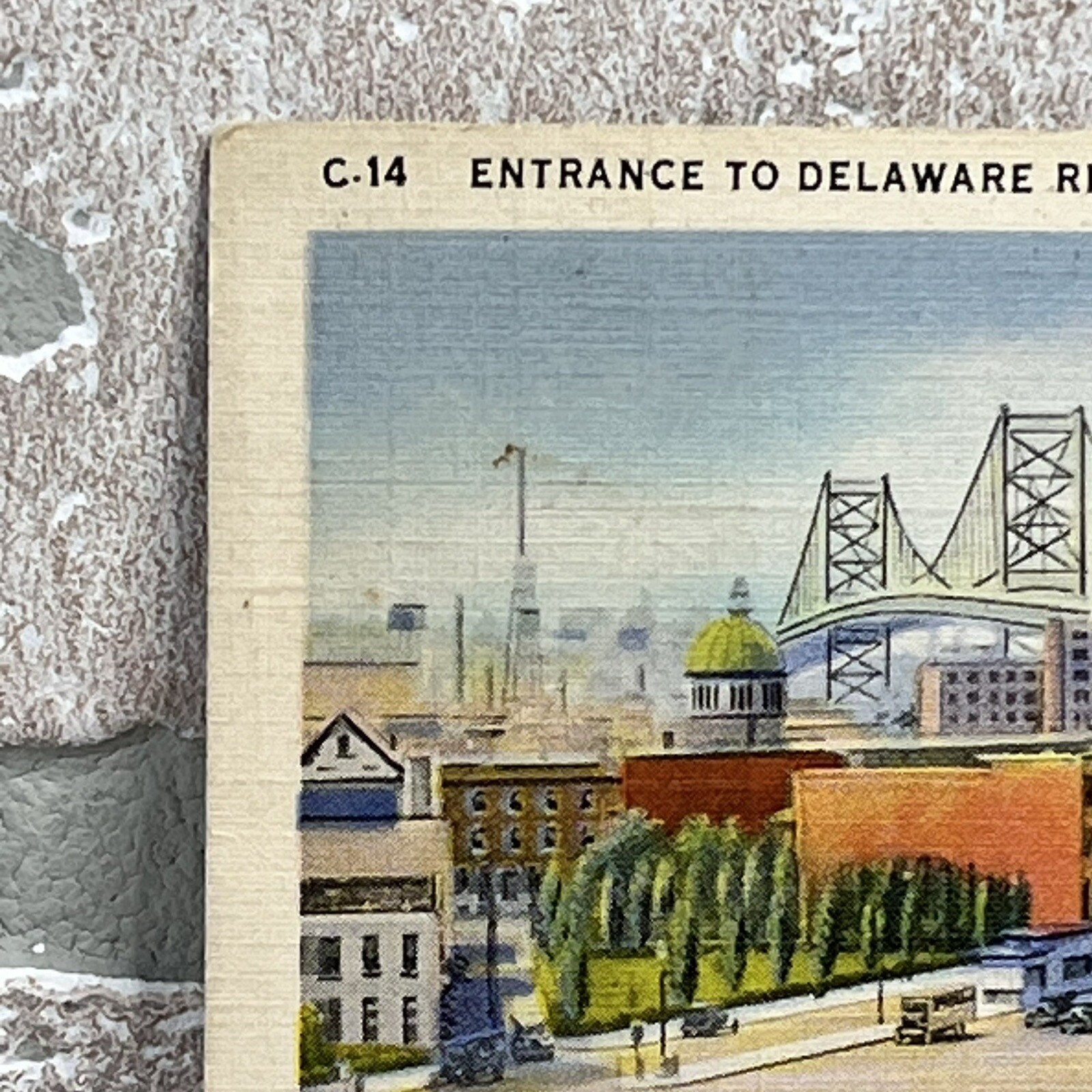 Camden, NJ New Jersey Delaware River Bridge Vintage Postcard Posted ...