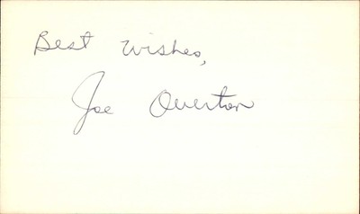 Joe Overton Signed 3x5 Index Card Cut 1963-69 Seattle Angels El Paso ...