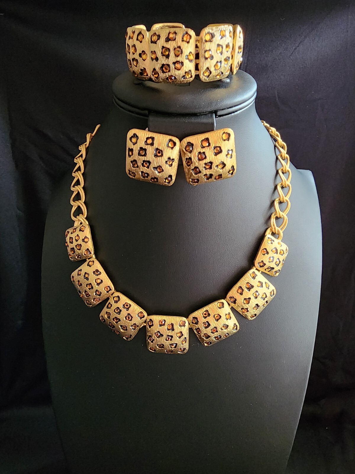 Vintage 1980s Signed CRAFT Leopard Print Rhinestone P… - Gem