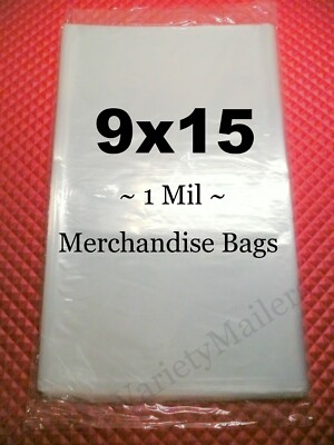 300 Merchandise Bags 9''x 15'' Clear 1 Mil Apparel Bags 9x15 | eBay
