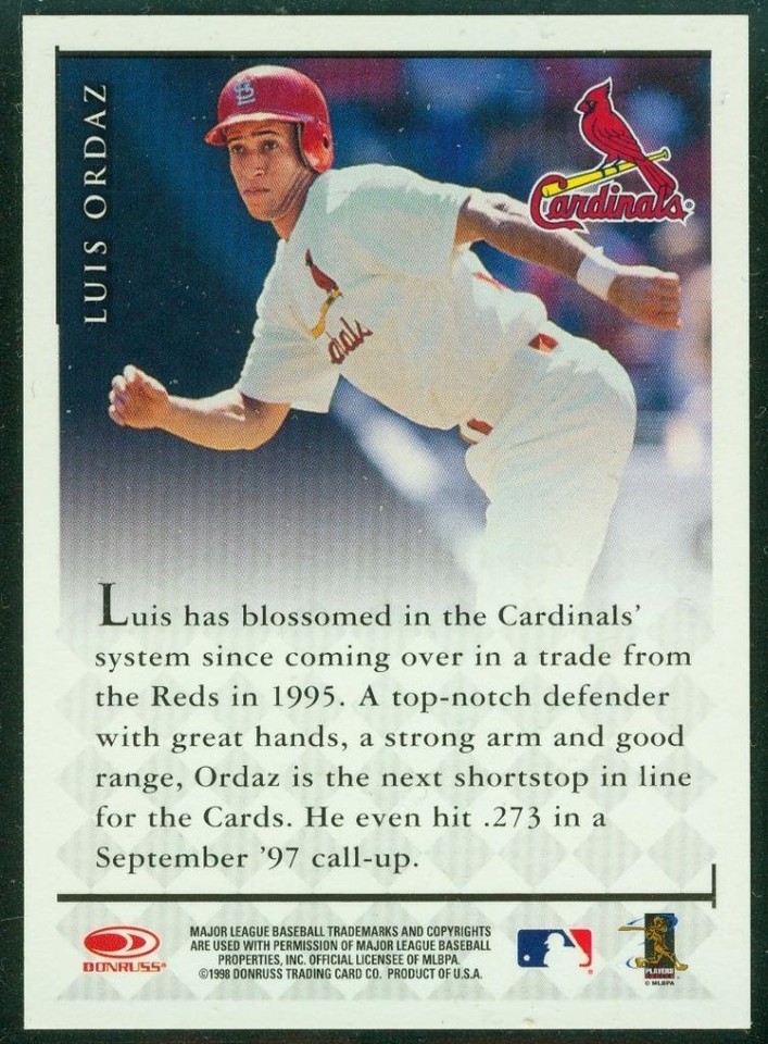 Original Autograph of Luis Ordaz on a 1998 Donruss Signature Series ...
