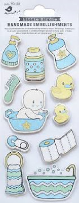 LITTLE BIRDIE - HANDMADE EMBELLISHMENTS - BATH TIME BLUE - 2 PKGS | eBay