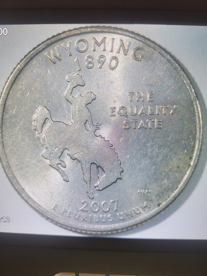 2007P Wyoming State Quarter Pooping Horse Die Break Chip Mint Error ...