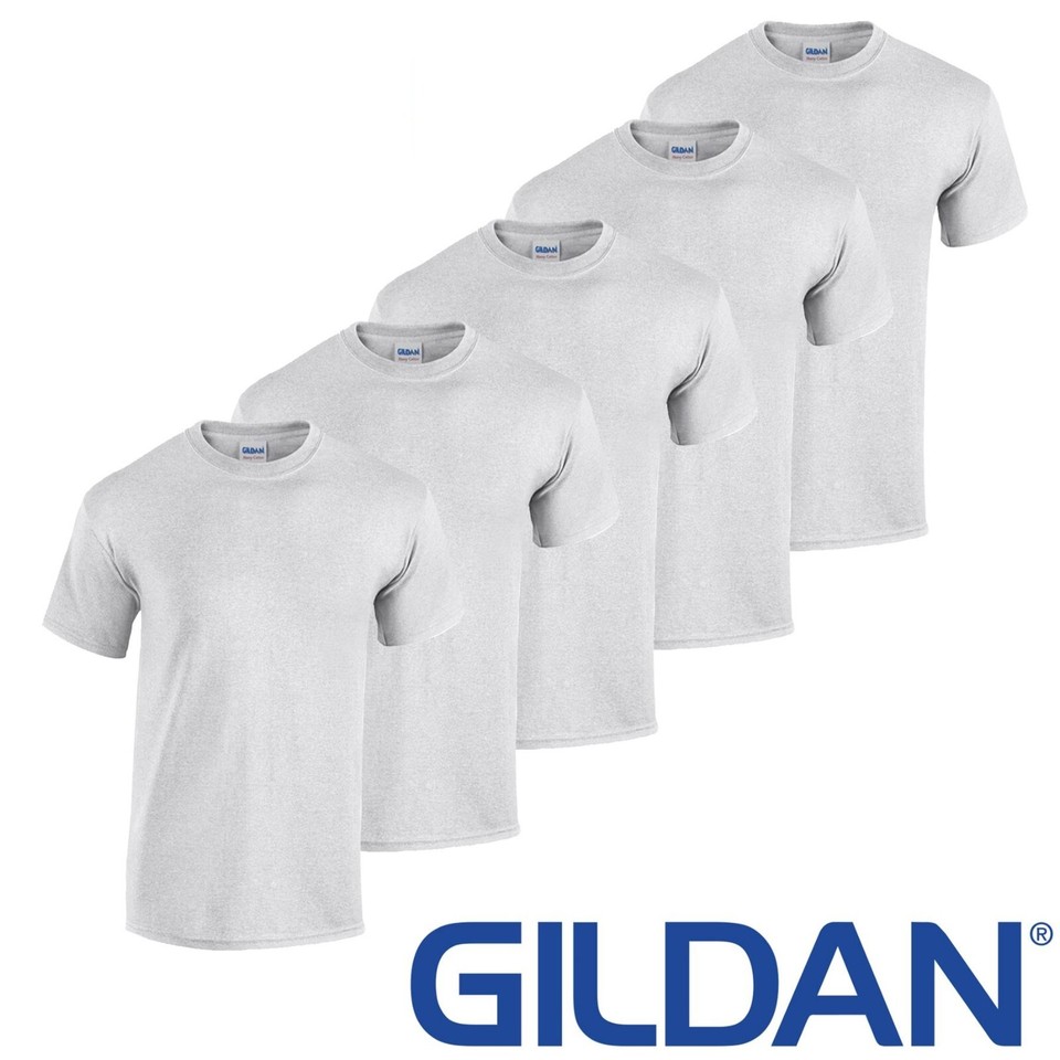 5 Pack Plain Blank Gildan Heavy Cotton T-shirt Tshirt in Multi Colors ...